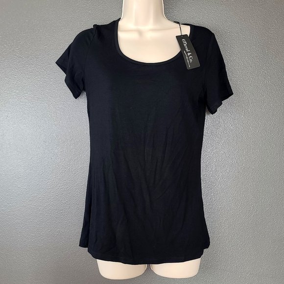 Thread & Co | Tops | Nwt Thread Co Silky Simple Black Tshirt Blouse ...